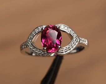 Red Ruby Ring July Birthstone Ring Sterling Silver - Etsy