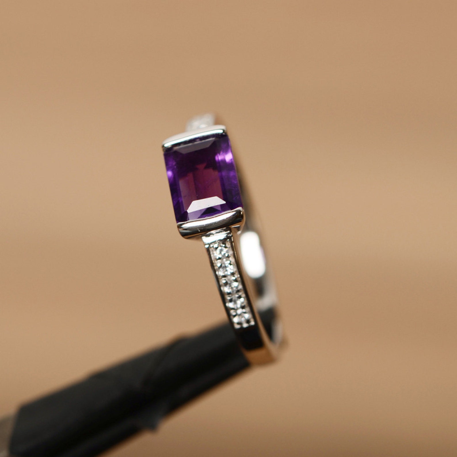 February Birthstone Ring Amethyst Ring Sterling Silver Purple - Etsy