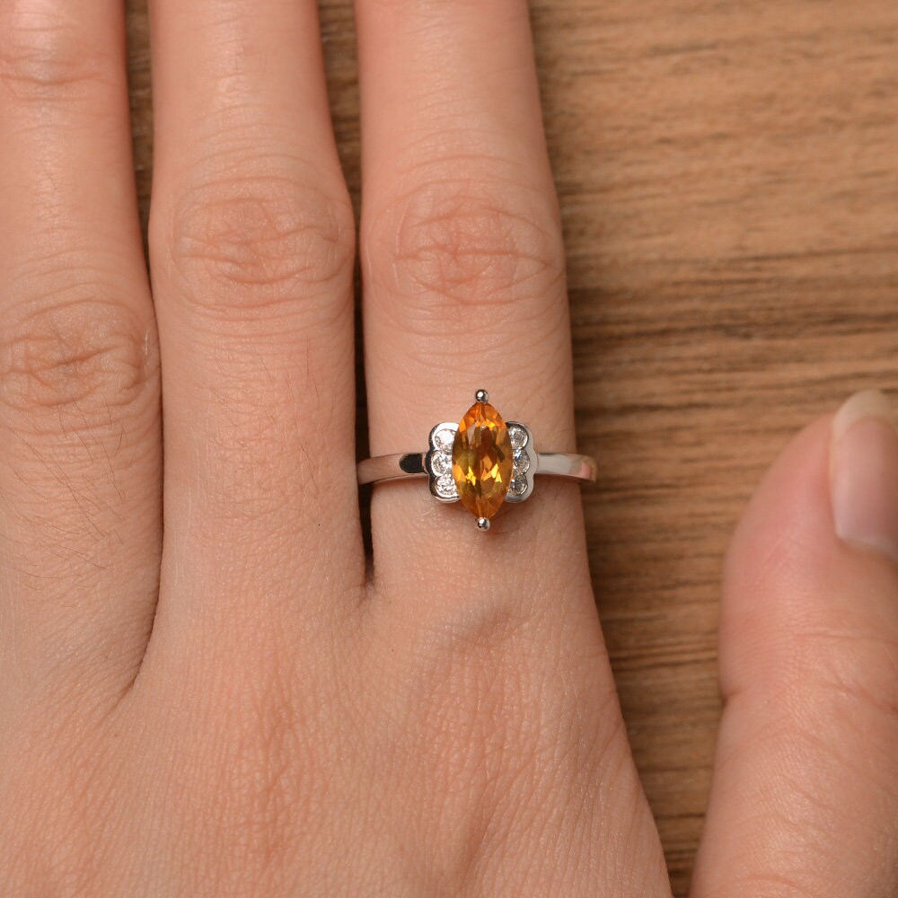 Natural Citrine Ring November Birthstone Marquise Cut Gemstone - Etsy