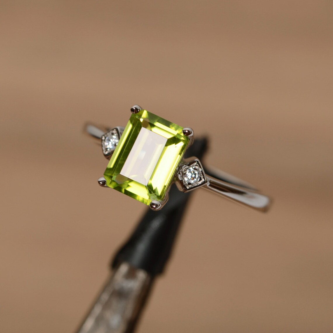 August Birthstone Ring Natural Peridot Ring Gemstone Sterling - Etsy