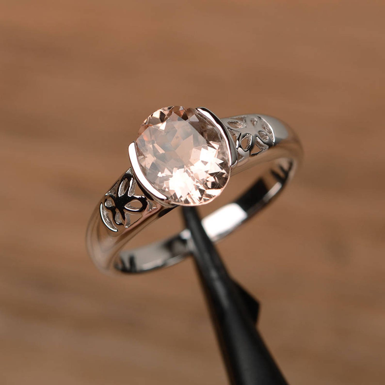 Vintage Morganite Promise Ring Oval Cut Pink Gemstone Sterling | Etsy