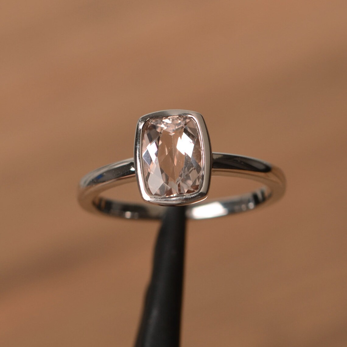 Genuine Morganite Ring Pink Gemstone Solitaire Ring Promise - Etsy