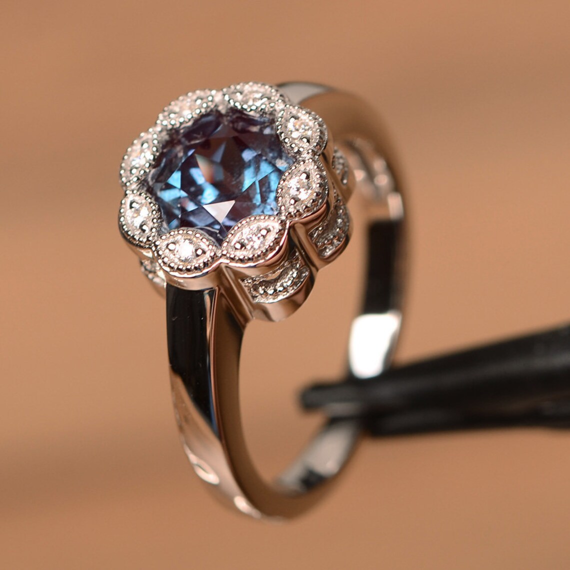 Lab Alexandrite June Birthstone Ring Solid Sterling Silver - Etsy