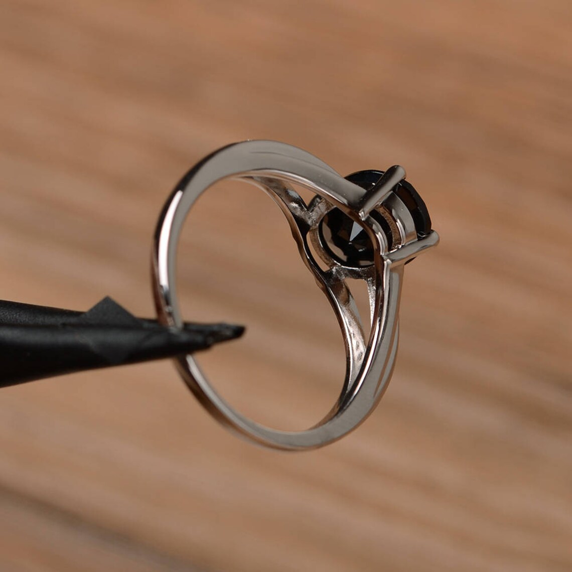 Real Black Spinel Ring Oval Cut White Gold Wedding Ring for - Etsy