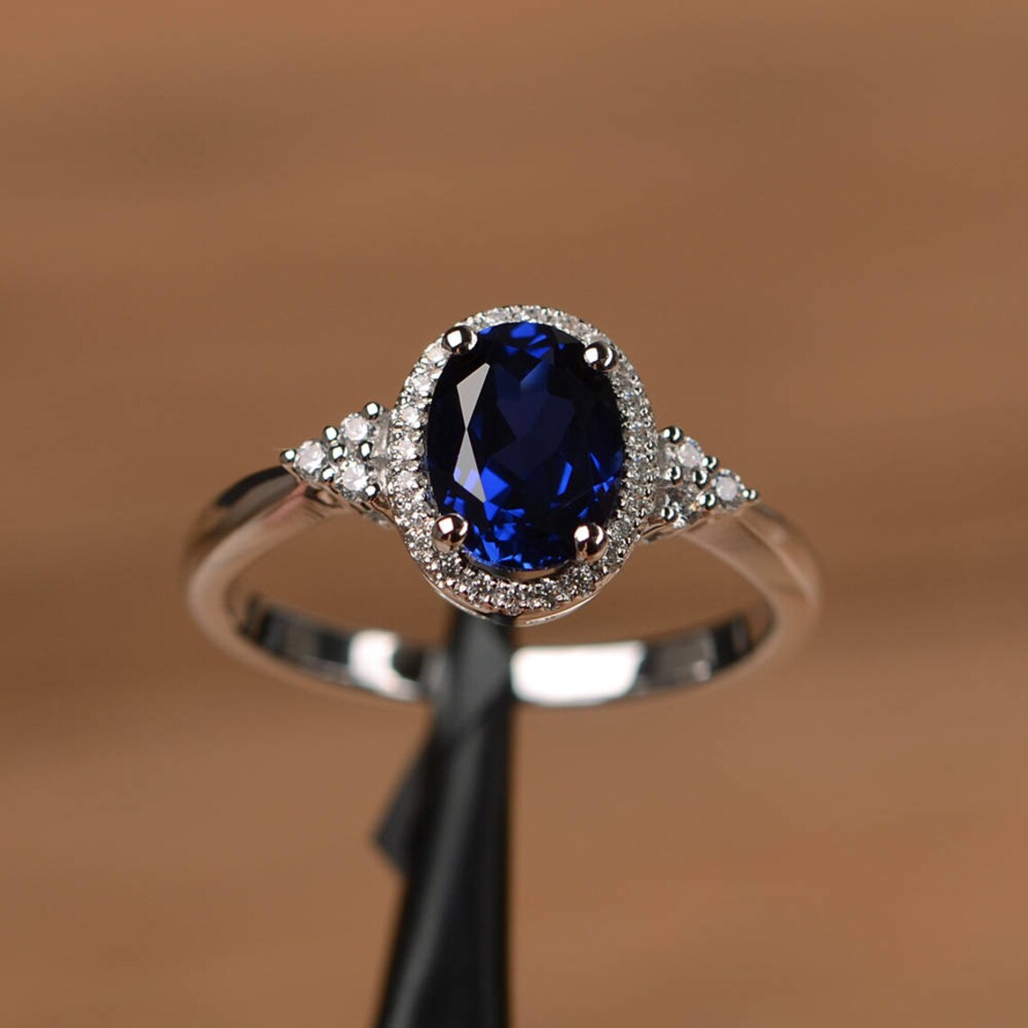 Oval Cut Sapphire Wedding Ring Solid Sterling Silver Delicate - Etsy