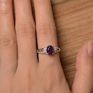 Promise Ring Natural Amethyst Ring Purple Gemstone February Birthstone ...