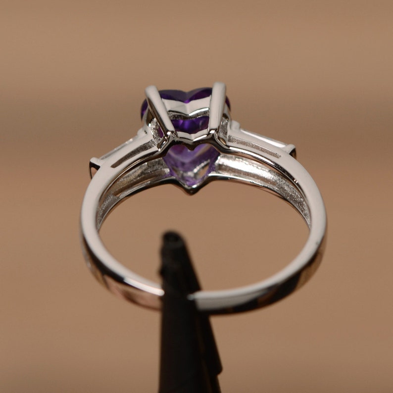 February Birthstone Ring Natural Amethyst Ring Sterling Silver - Etsy