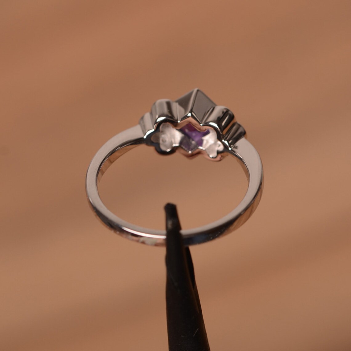 Natural Amethyst Rings Princess Cut Rings Anniversary Rings - Etsy