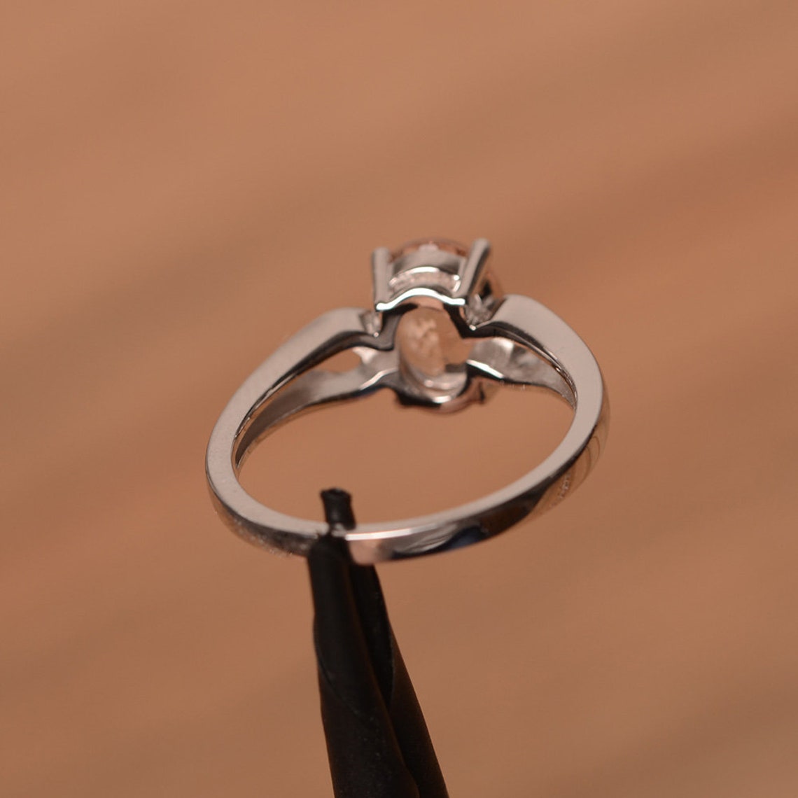 Morganite Solitaire Engagement Ring Oval Shaped Pink Gemstone - Etsy