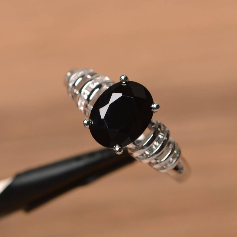 Natural Black Spinel Ring Cocktail Party Ring Black Gems Oval - Etsy