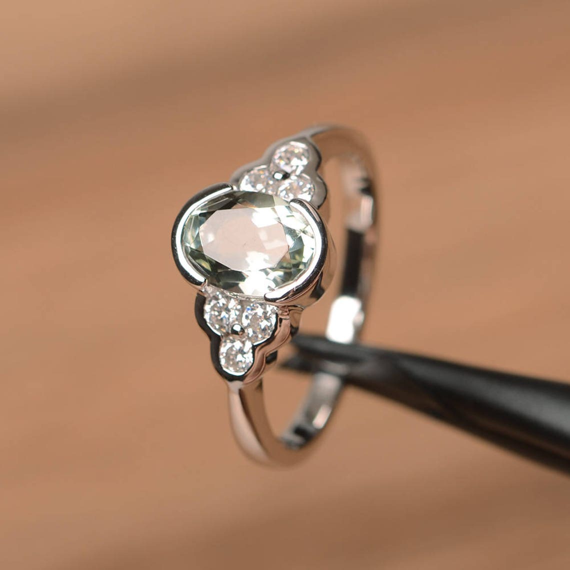 Natural Green Amethyst Ring Wedding Ring Oval Cut Green - Etsy