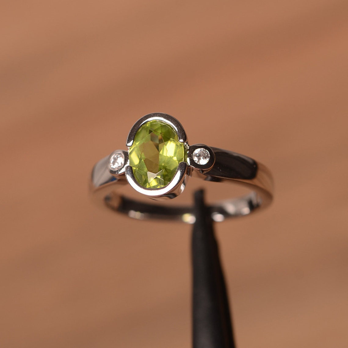 Natural Peridot August Birthstone Ring Sterling Silver Oval - Etsy