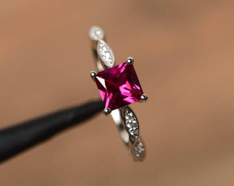 Princess Cut Ruby - Etsy