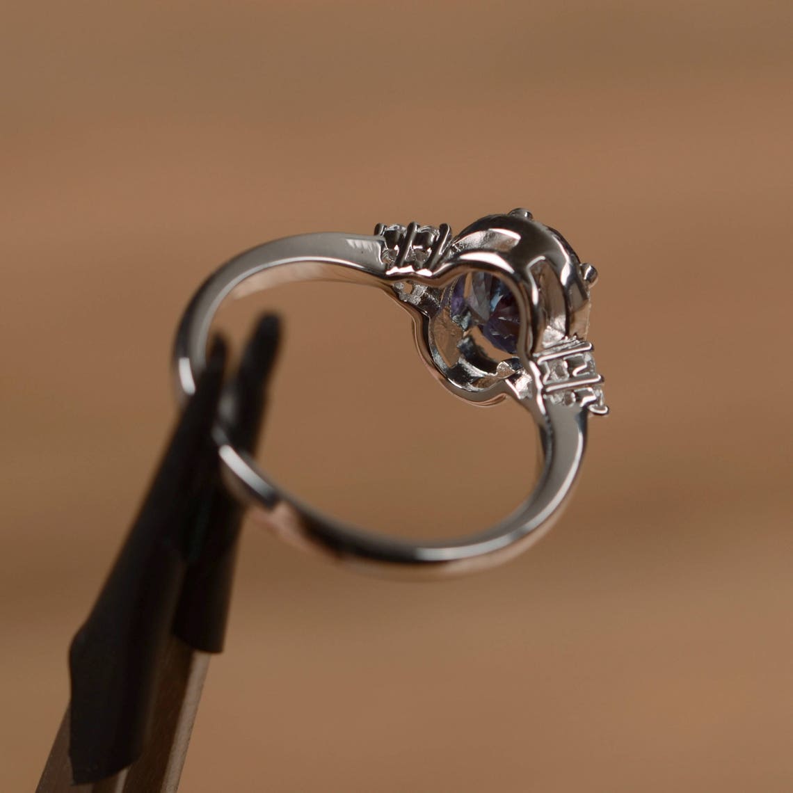 Oval Alexandrite Promise Ring Sterling Silver June Birthstone | Etsy