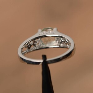 Promise Rings Natural Green Amethyst Rings Octagon Cut Green Gemstone ...