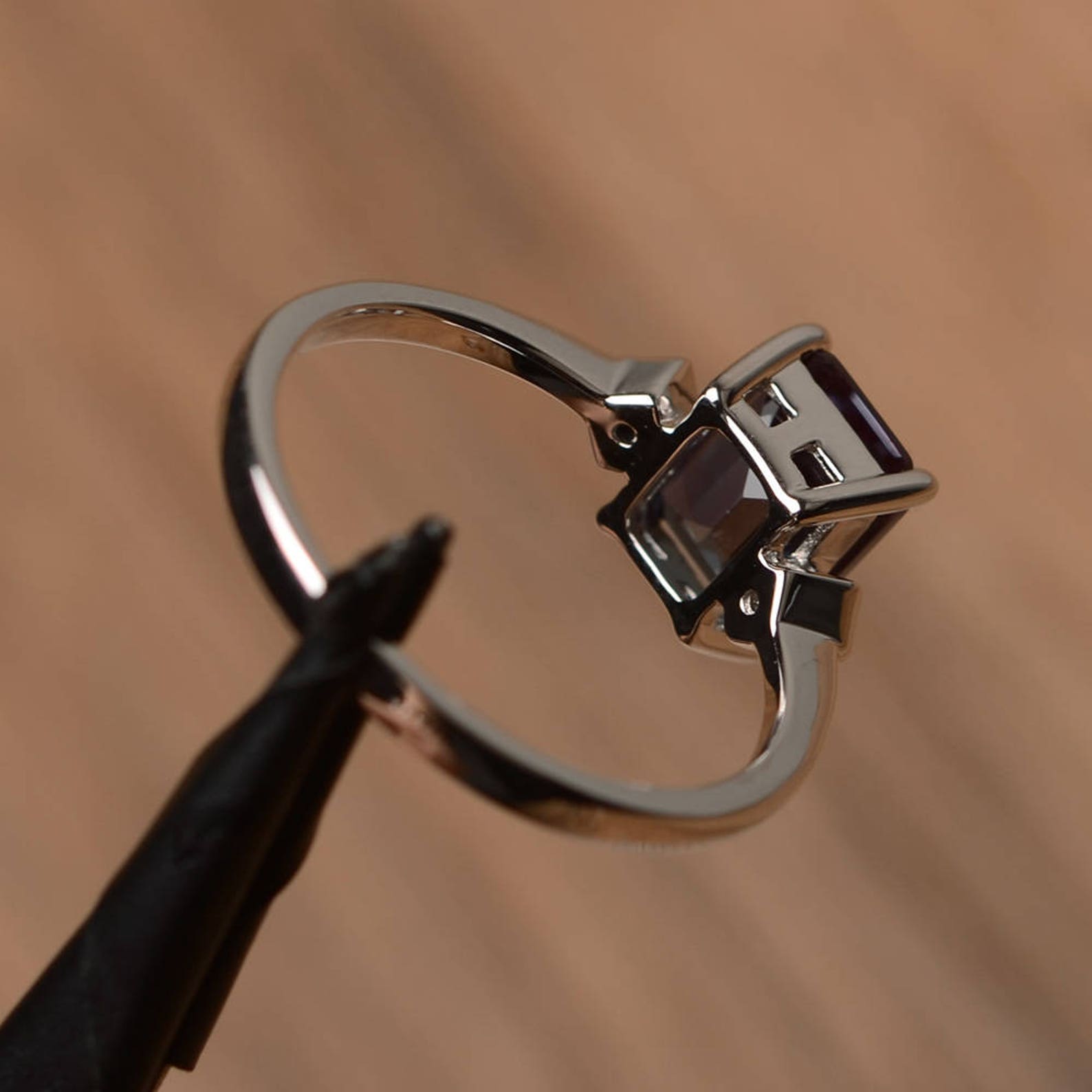 Emerald Cut Alexandrite Promise Ring Rectangle Color Changing - Etsy