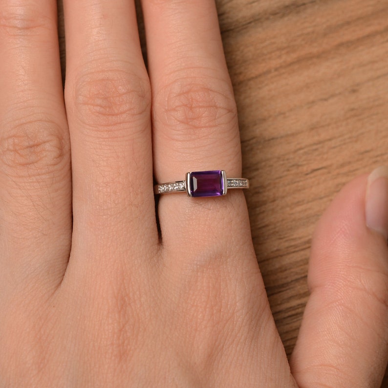 February Birthstone Ring Amethyst Ring Sterling Silver Purple - Etsy