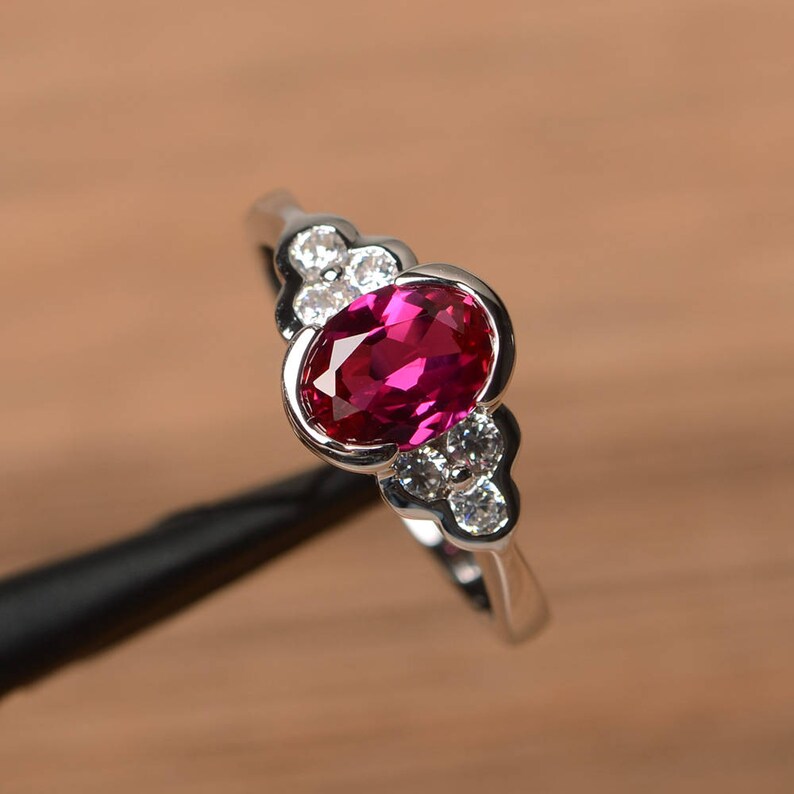 Anniversary Ring Ruby Ring July Birthstone Ring Oval Cut Red - Etsy