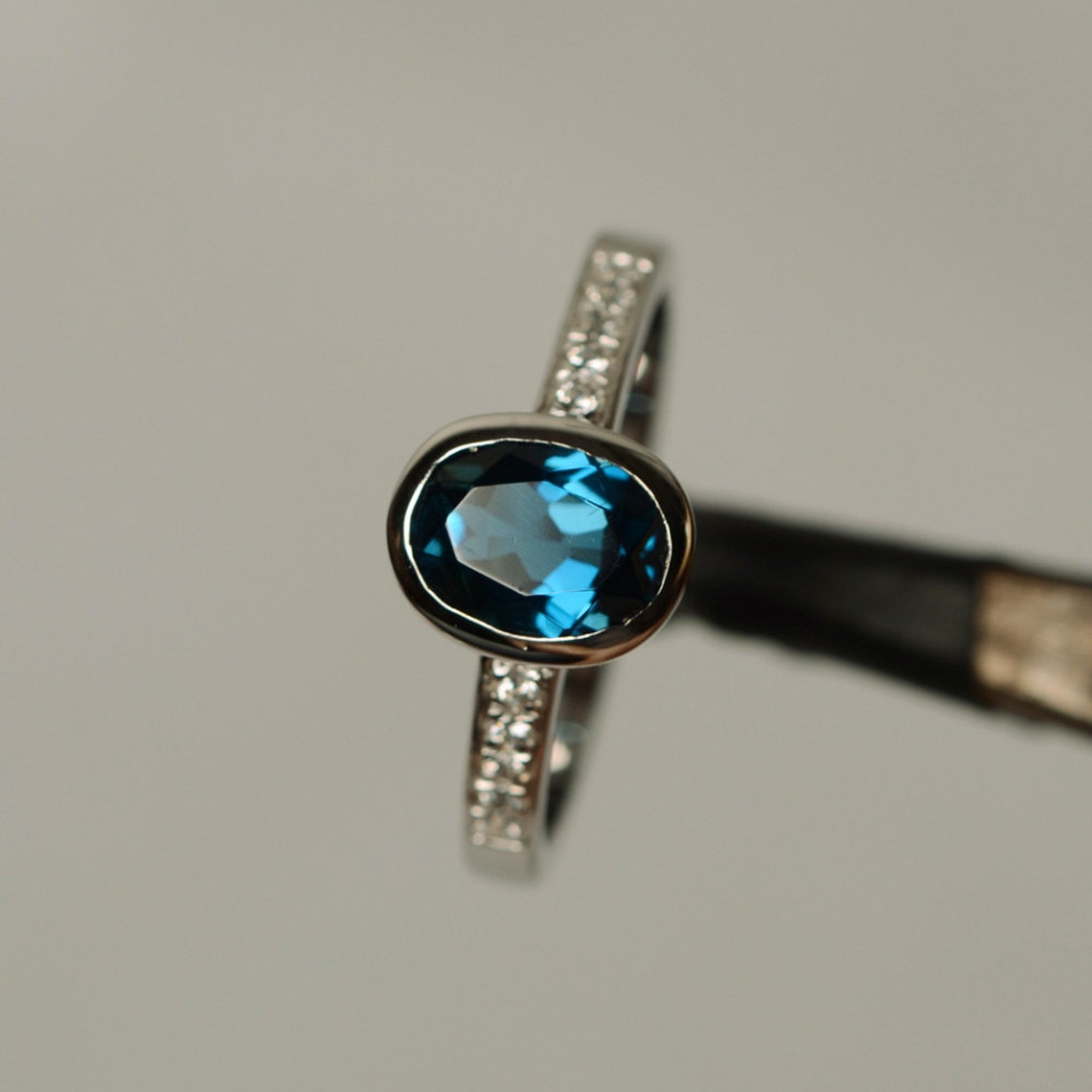 London Blue Topaz Ring Oval Engagement Ring Oval Bezel Ring | Etsy
