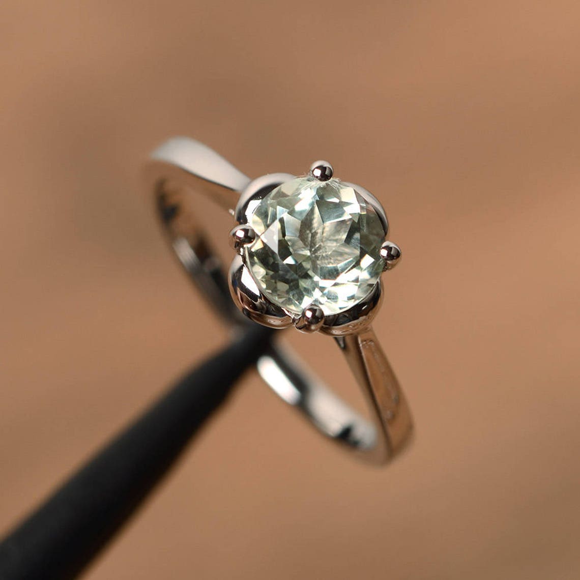 Natural Green Amethyst Rings Promise Rings Green Gemstone - Etsy