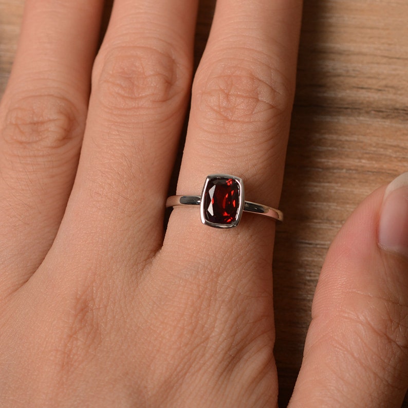 Promise Ring Natural Red Garnet Ring January Birthstone Ring - Etsy
