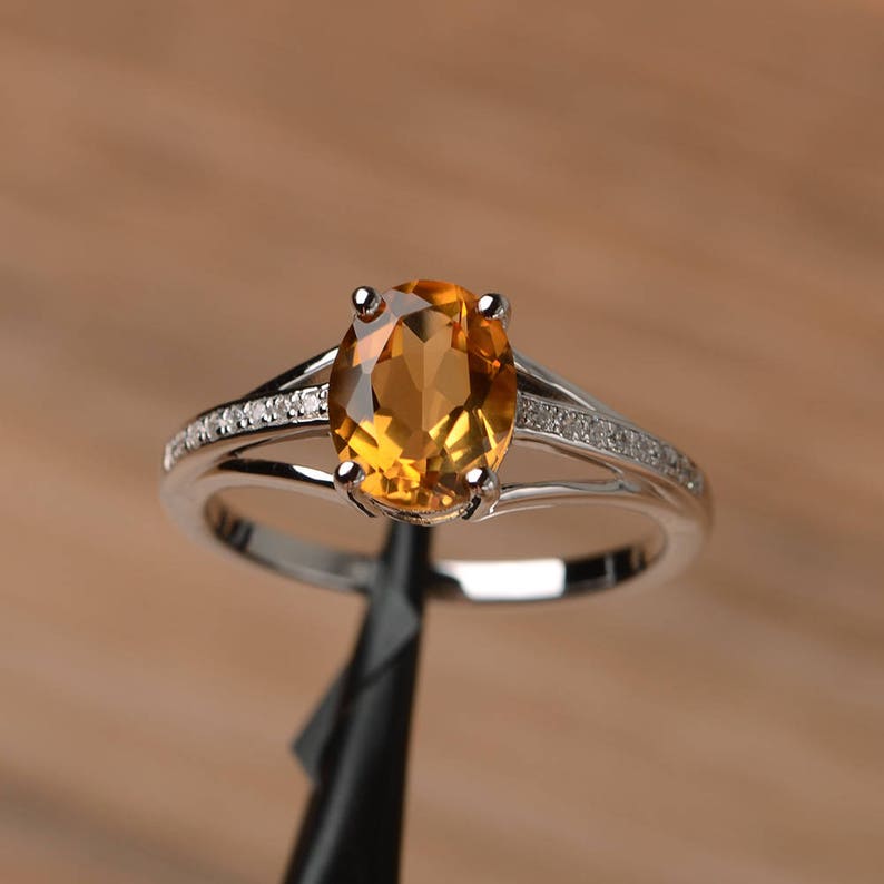 Real Natural Citrine Crystal Ring Engagement Ring Oval Cut - Etsy