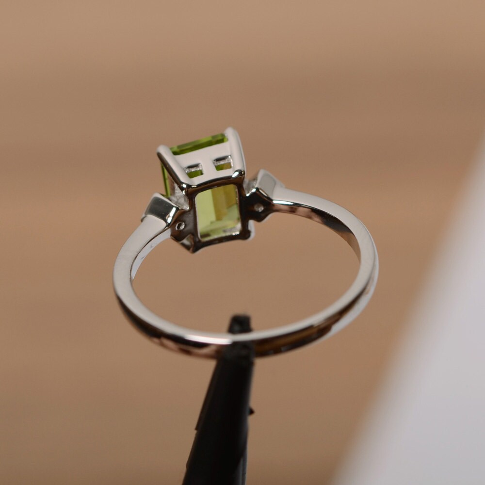 August Birthstone Ring Natural Peridot Ring Gemstone Sterling - Etsy