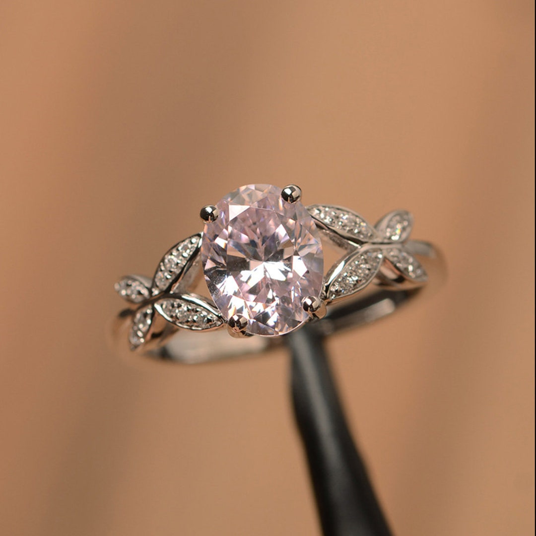 Oval Shaped Cubic Zirconia Cz Engagement Ring Butterfly Shaped Band ...