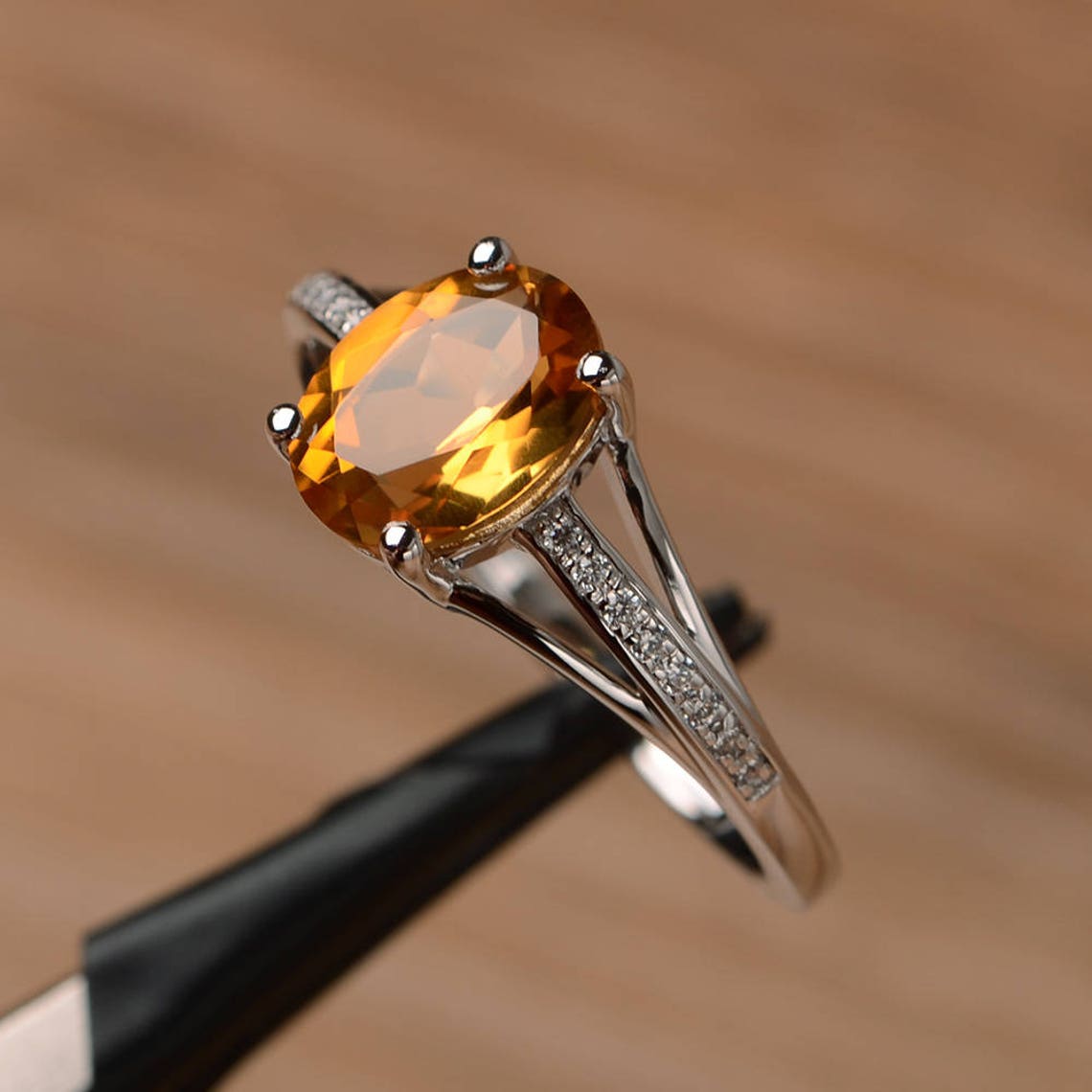 Real Natural Citrine Crystal Ring Engagement Ring Oval Cut | Etsy