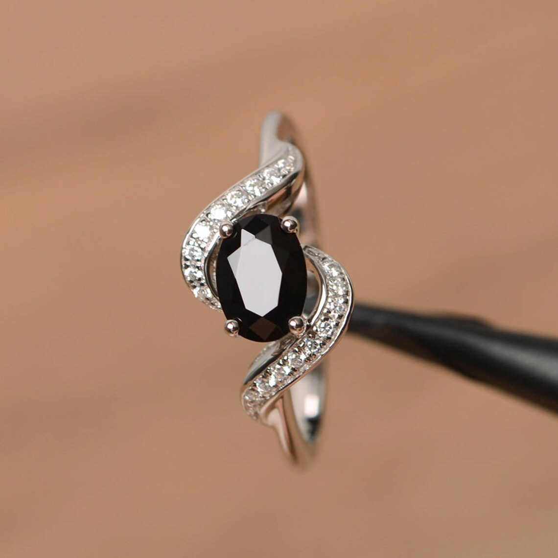 Natural Black Spinel Ring Spinel Anniversary Ring Oval Cut - Etsy