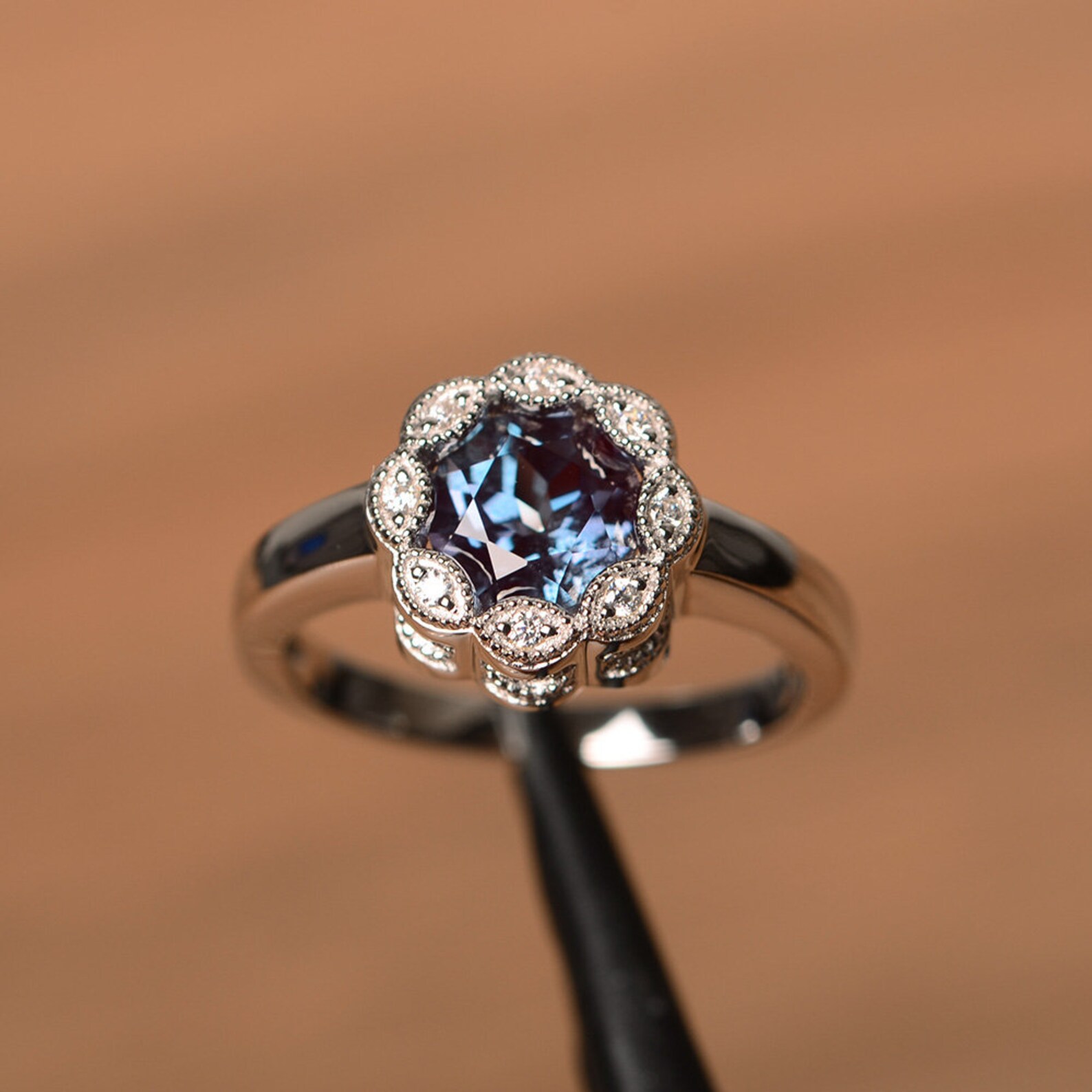 Lab Alexandrite June Birthstone Ring Solid Sterling Silver - Etsy