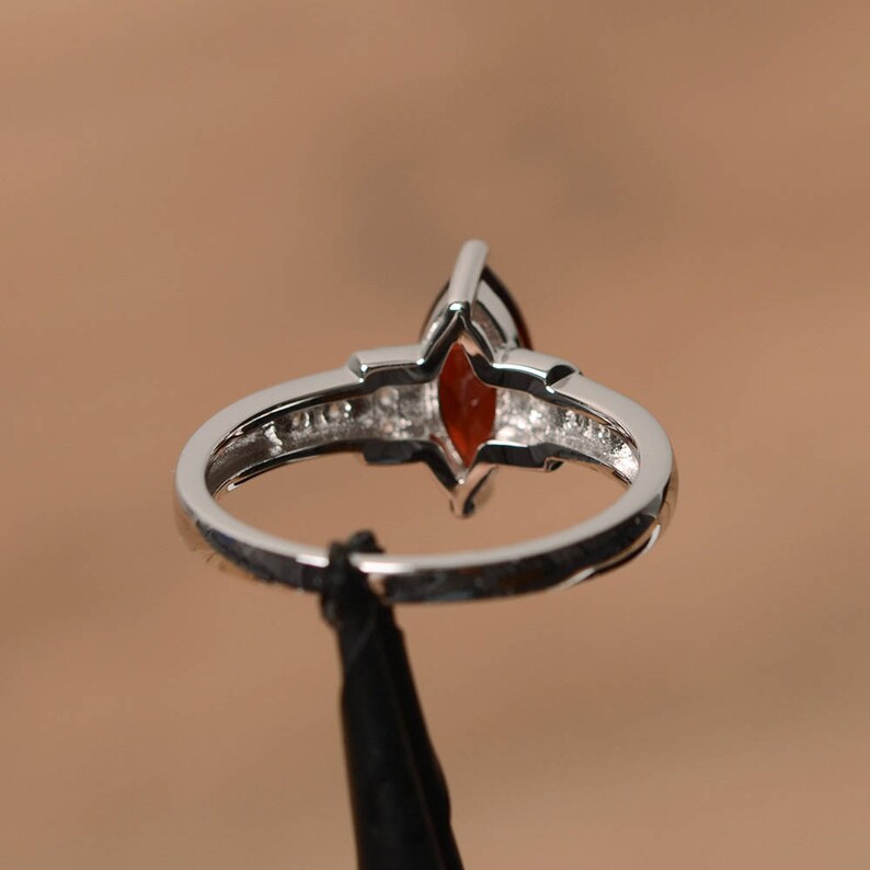 Marquise Cut Garnet Ring Sterling Silver Engagement Ring for - Etsy