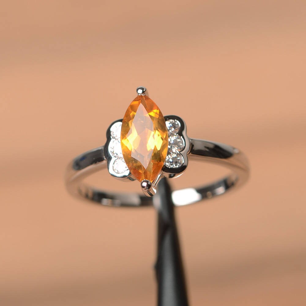 Natural Citrine Ring November Birthstone Marquise Cut Gemstone - Etsy