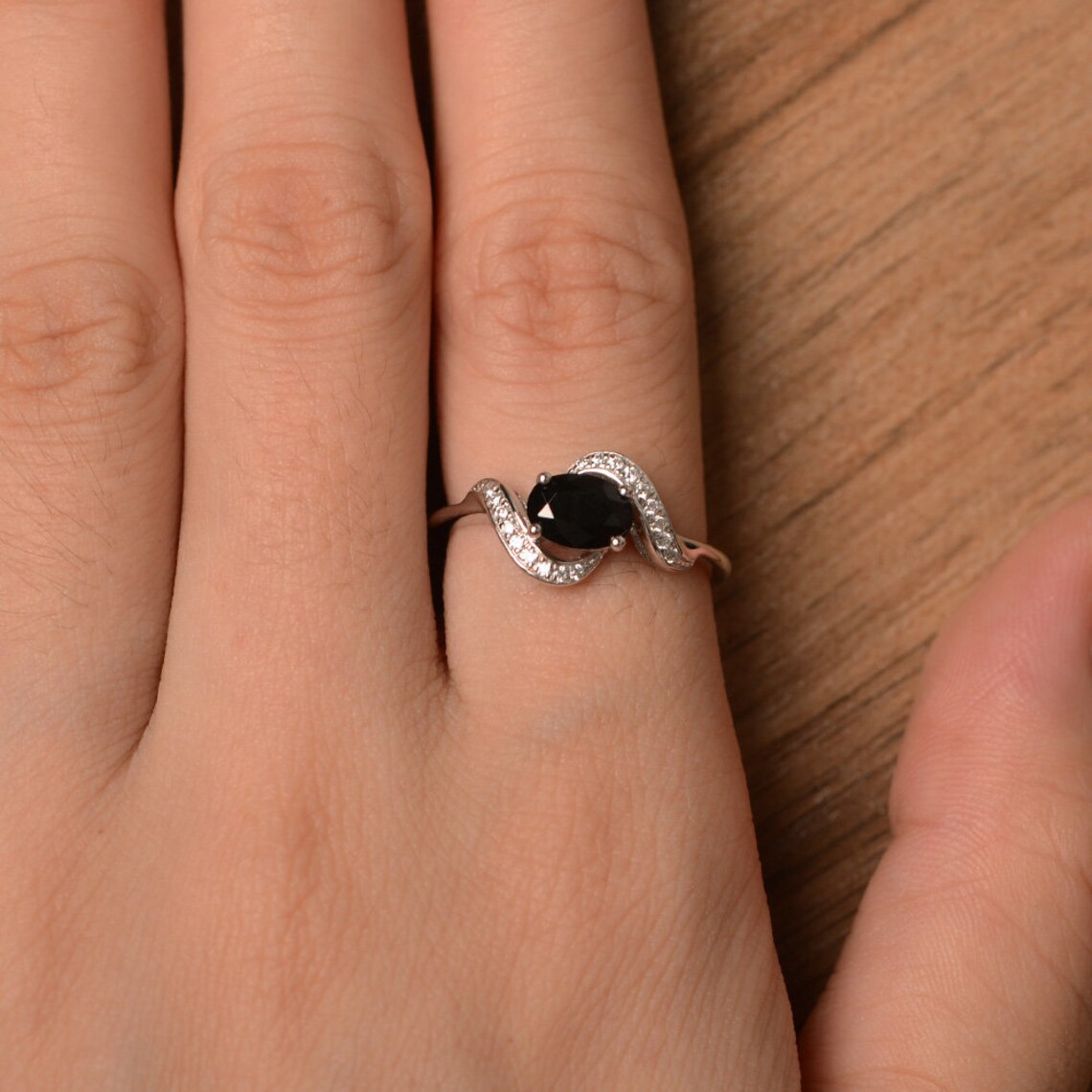 Natural Black Spinel Ring Spinel Anniversary Ring Oval Cut - Etsy