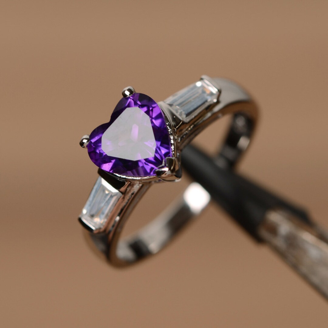 February Birthstone Ring Natural Amethyst Ring Sterling Silver ...