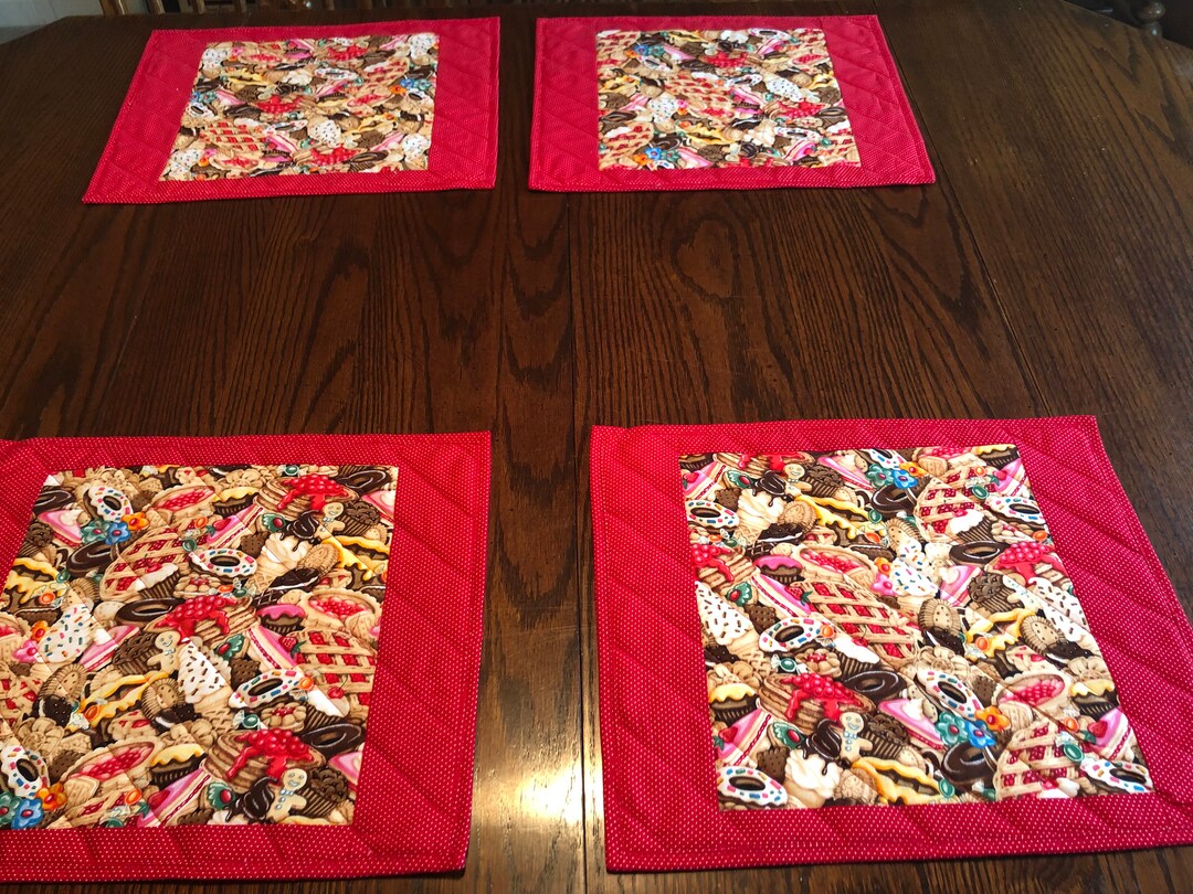 Set of 4 Handmade Quilted Placemats - Desserts & Sweets - Etsy