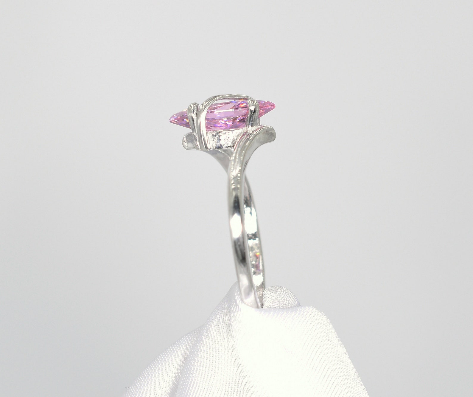 Pink Ice Ring Genuine CZ 12x6mm approx 2 ct. Marquise set in - Etsy Italia