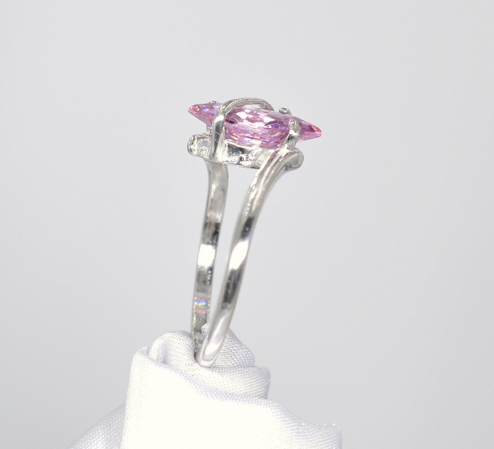 Pink Ice Ring Genuine CZ 12x6mm Approx 2 Ct. Marquise Set in | Etsy