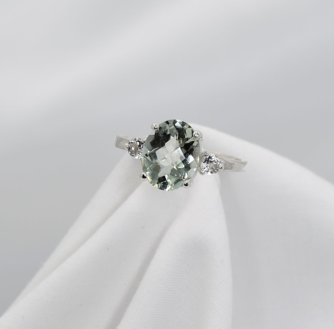 Prasiolite Ring, Green Amethyst Ring, Green Quartz Ring, Genuine ...