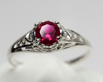Ruby Filigree Ring | Etsy
