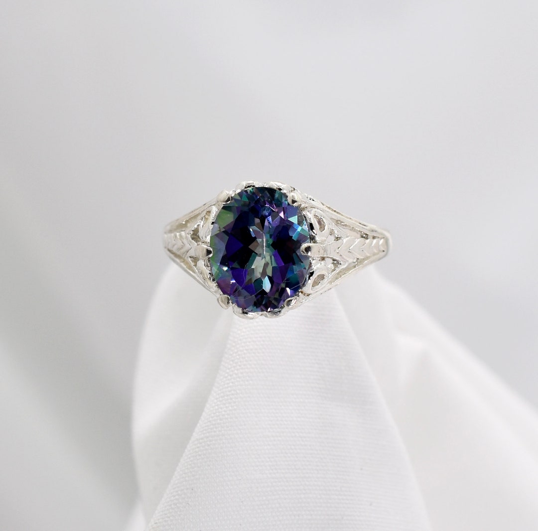 Galazio Topaz Ring, Genuine Topaz, 10x8mm Faceted Oval Gemstone, Set in ...