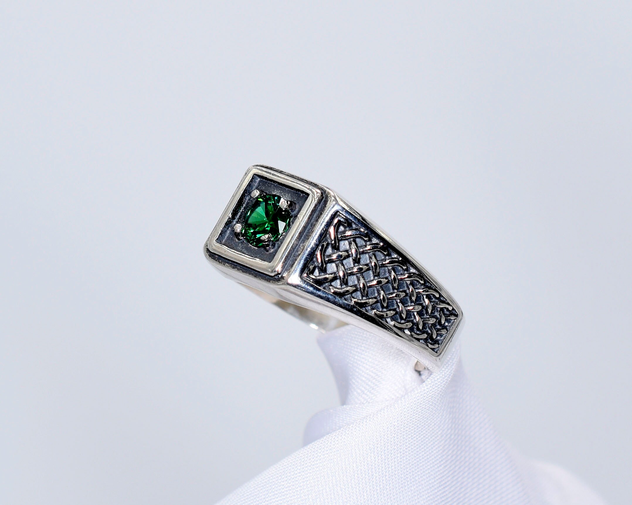 Birthstone Ring May Heavy Woven Style Ring With Antiquing | Etsy