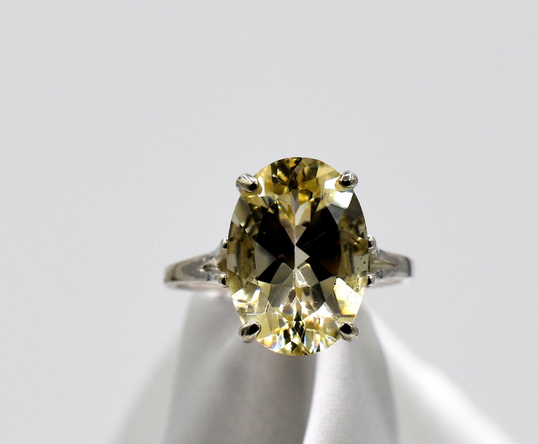 Yellow Labradorite Ring, Big and Bold Solitaire, Genuine Gemstone ...