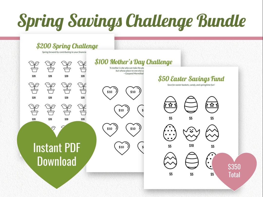 Spring Savings Challenge Bundle Printables 3 Pdfs - Etsy