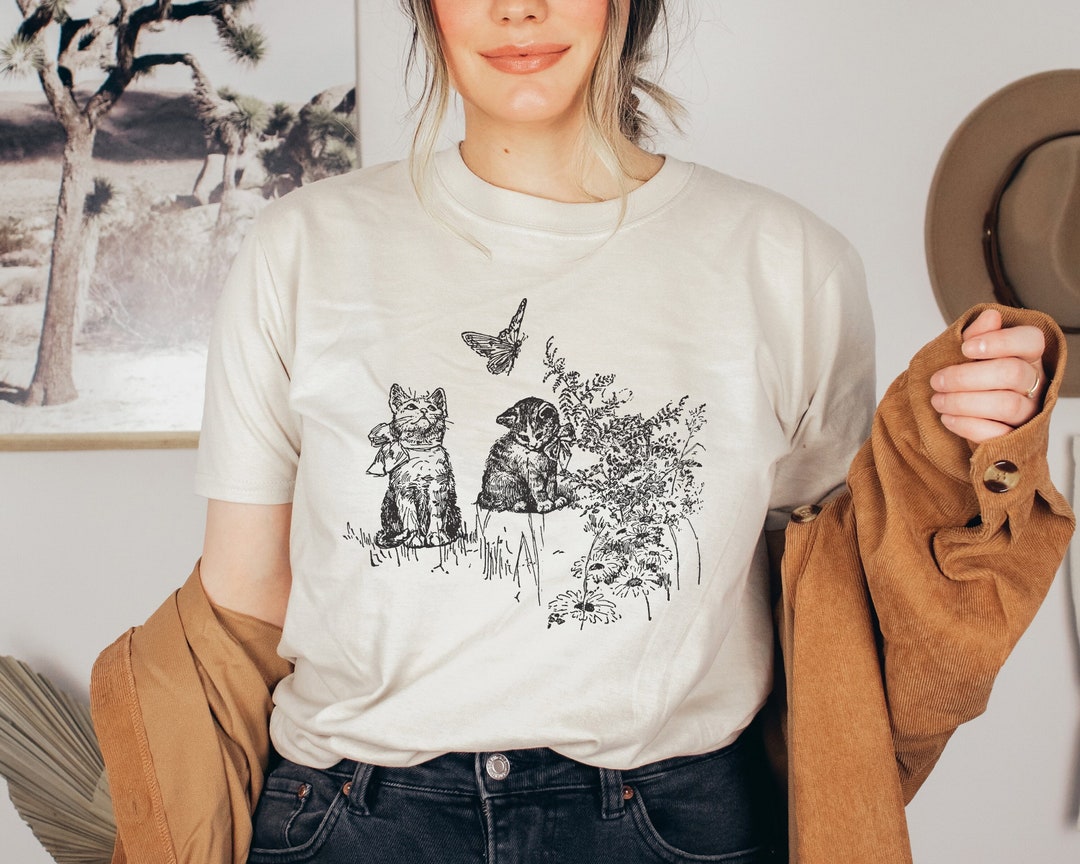 Camisa de gato negro / Camisas de gato de Cottage Core / Ropa de hada ...