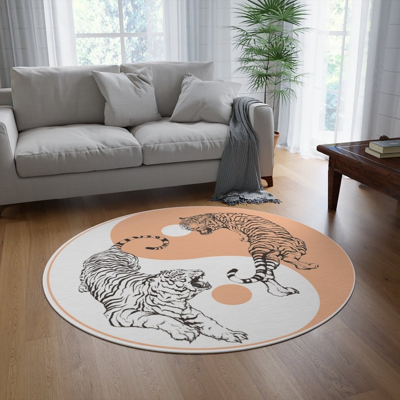 Yin Yang Tiger Aesthetic Round Rug Y2K Decor Circle Rug - Etsy UK