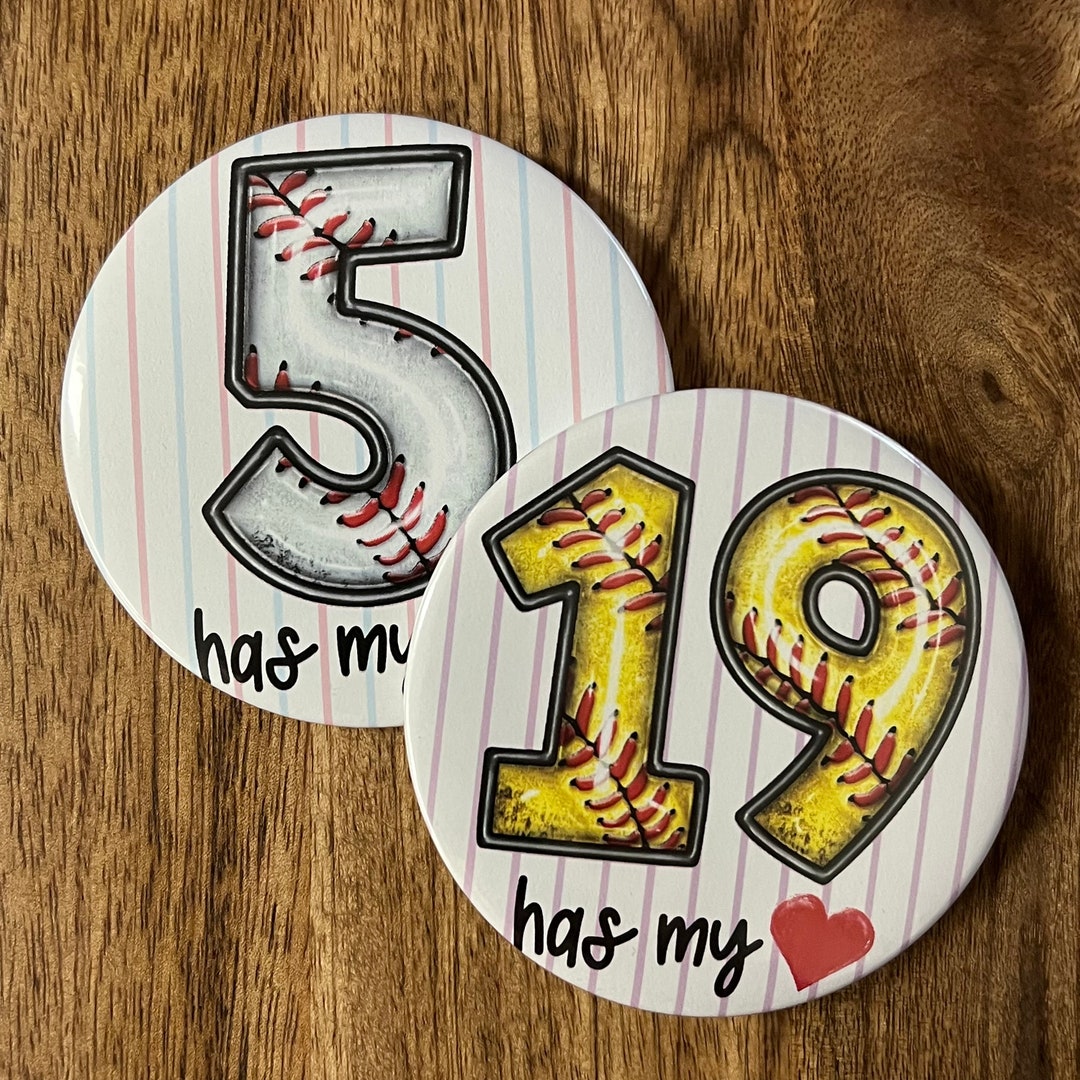 Baseball Softball Pinback Button - Etsy