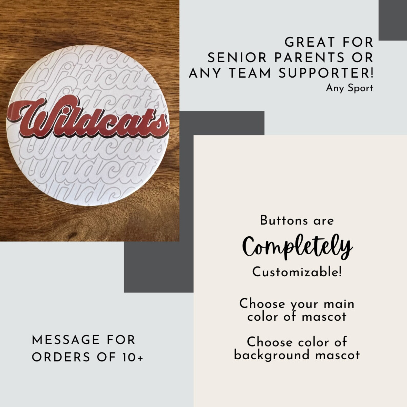 Mascot Buttons | Senior Sports | Football | Baseball | Softball - Etsy