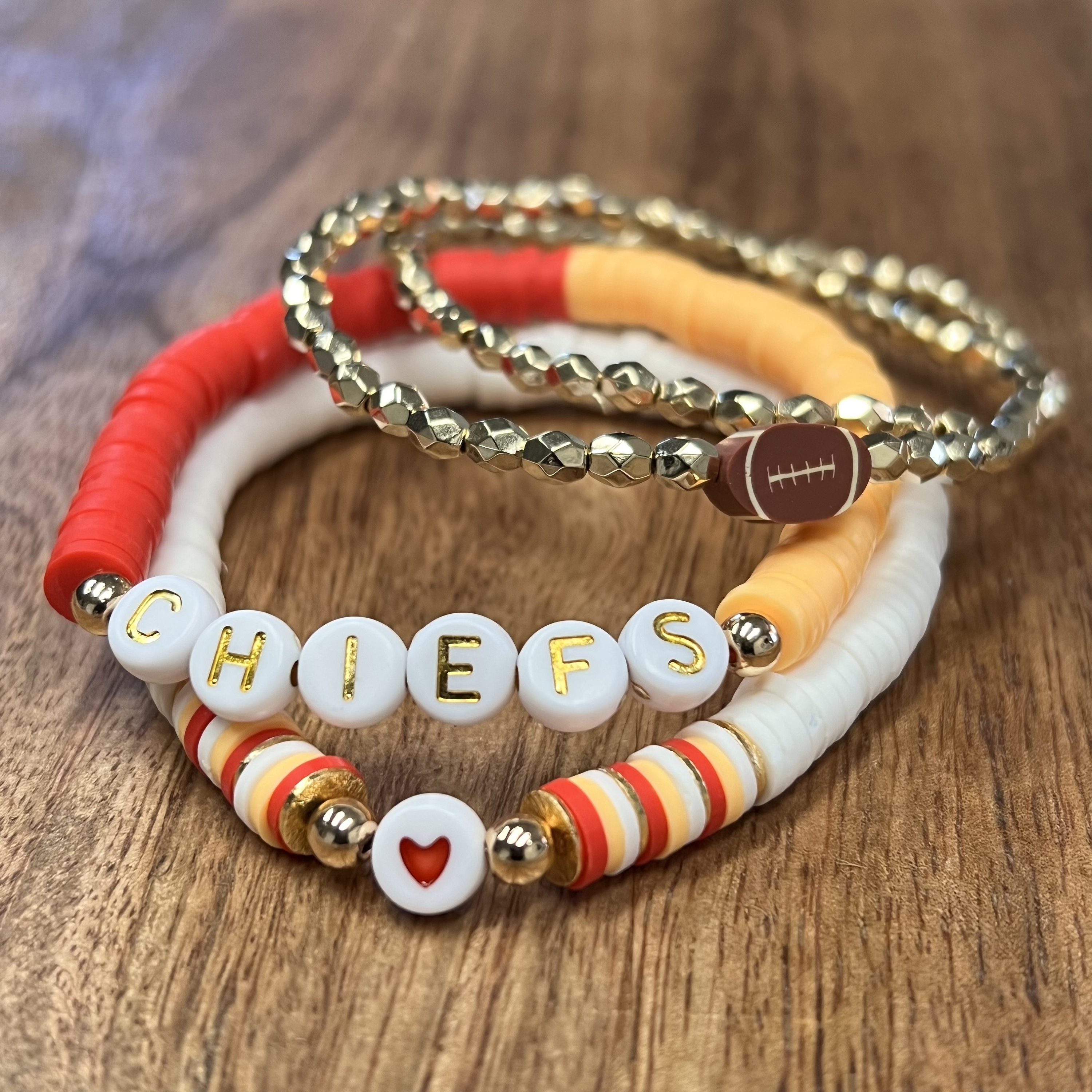 Chiefs Football Kansas City Game Day Bracelet Set - Etsy