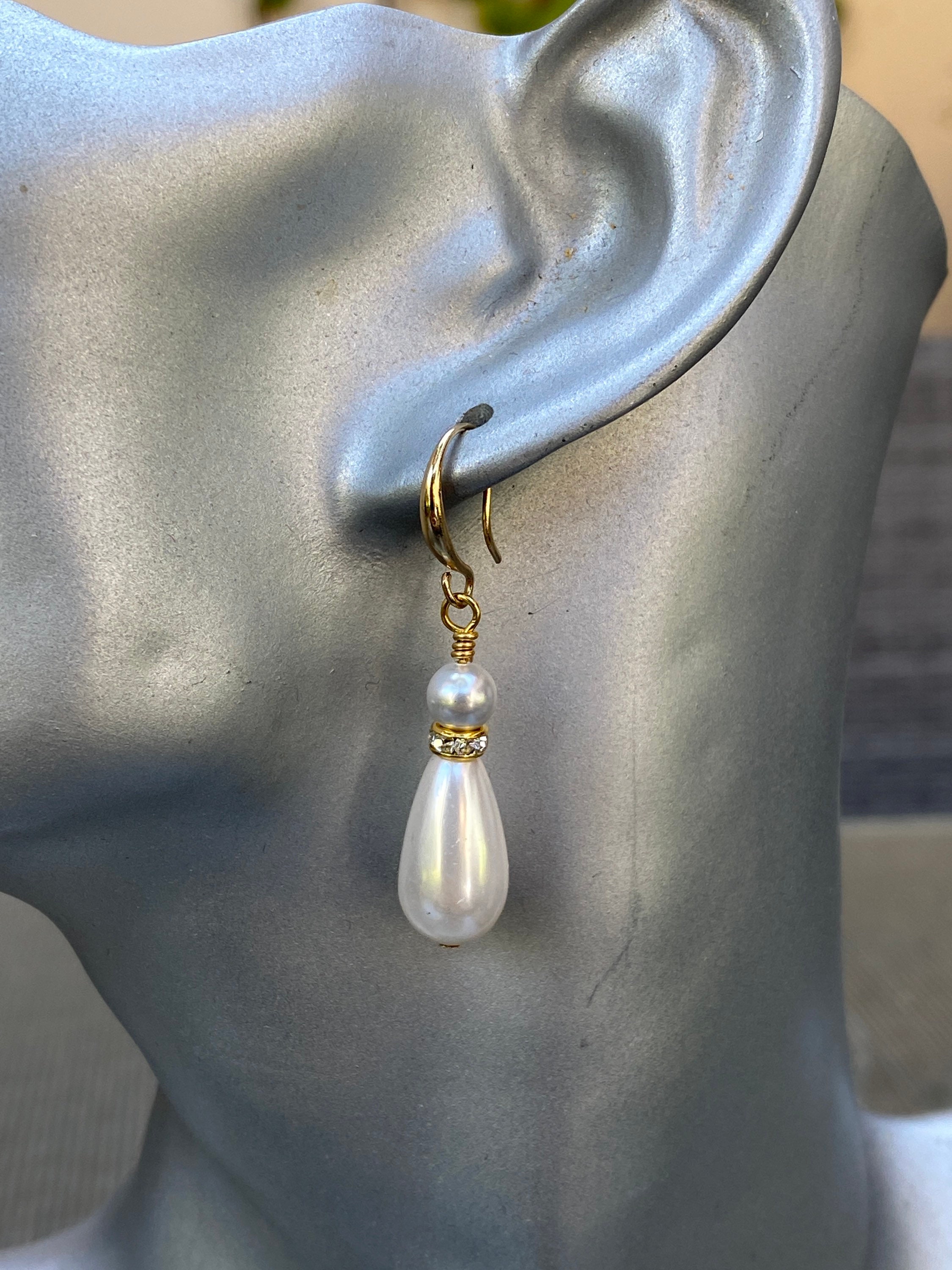 Teardrop Pearl Earrings, Regency Reproduction Earrings, Medieval ...